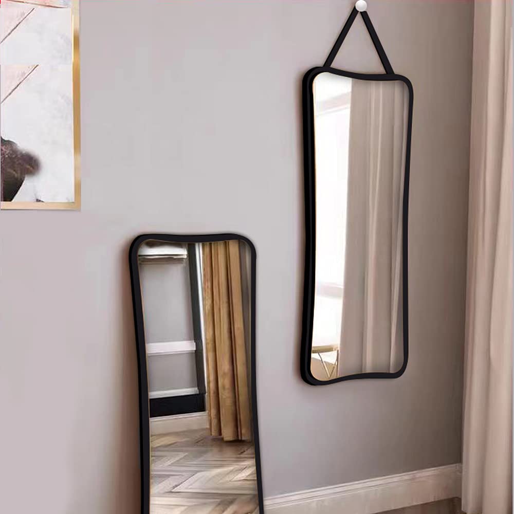 Ecentaur Full Length Mirror Wood Hanging Wall Over The Door Mirror Long Size Body Mirror for Bedroom Living Room