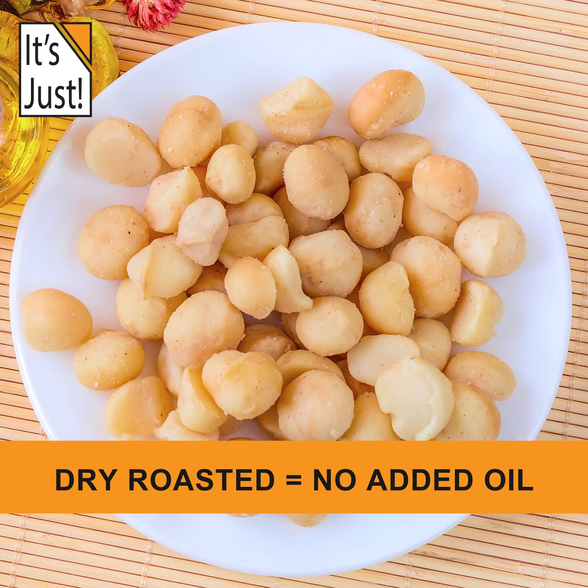 It's Just - Hawaiian Macadamia Nuts (1.5lbs), Small Batch Dry Roasted in USA, Lightly Salted, Keto Friendly, Resealable Bag, 24oz