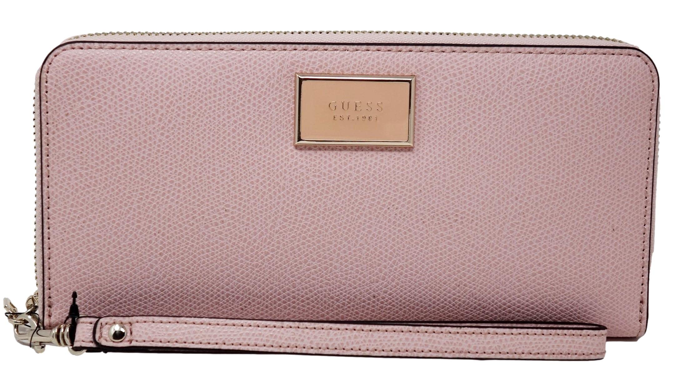 Guess Women's Pish Posh Blush Pink Large Zip Around Wristlet Wallet Clutch Bag With Gift Box