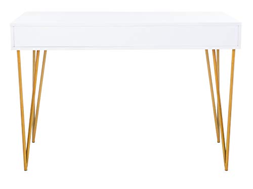 Safavieh Home Office Pine Modern White and Gold 2-drawer Desk
