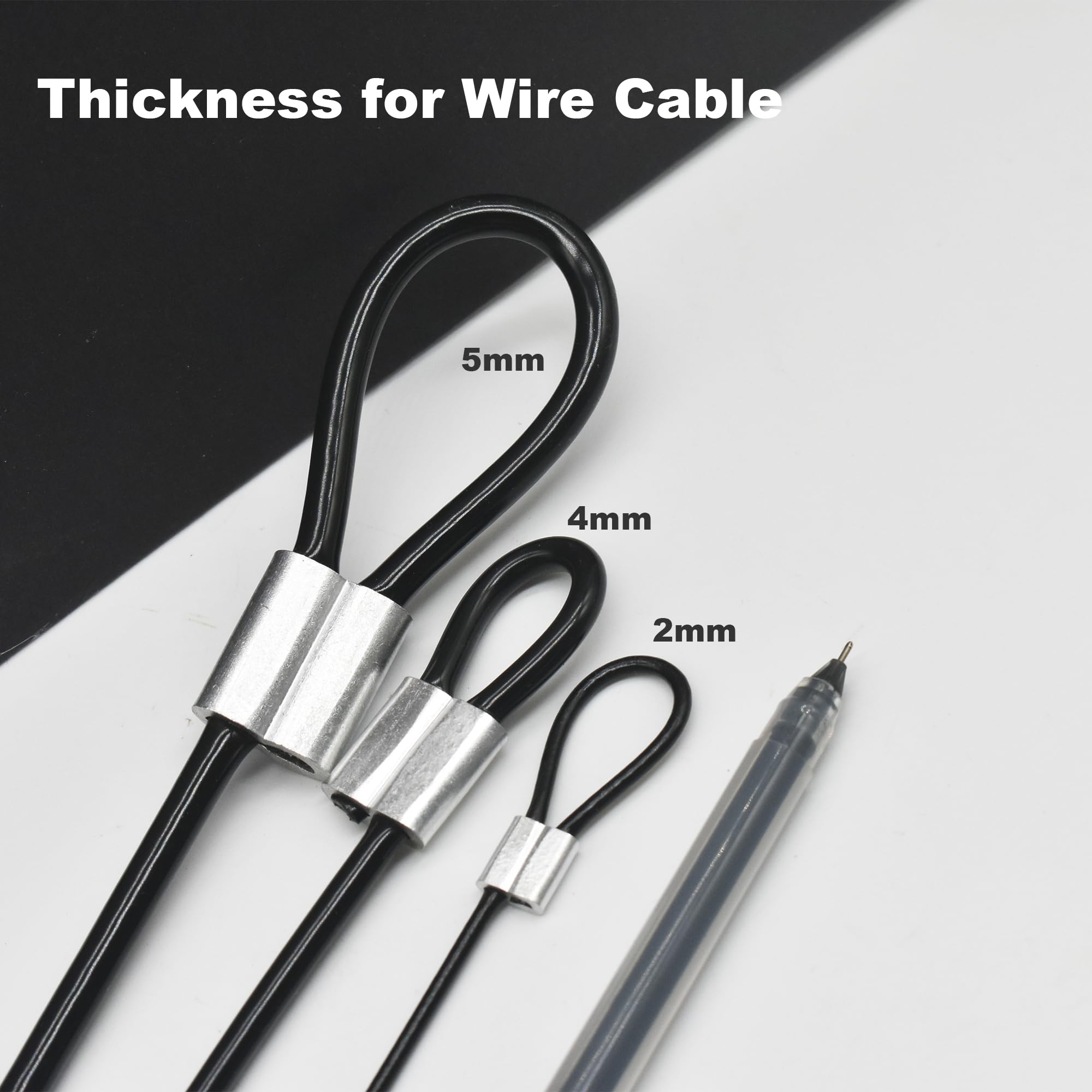Floyutin 10 pcs 2mm Vinyl Coated Stainless Steel Cable with Loops Short Wire Rope Lanyard Lock Security Chain Link for Outdoor Gates,12 inch 30cm Black