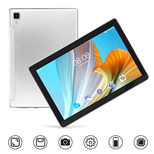 LBEC 8.1in Tablet, HD Tablet Silver Grey 5G WiFi 100 to 240V 1920x1200 for Study for Work (US Plug)