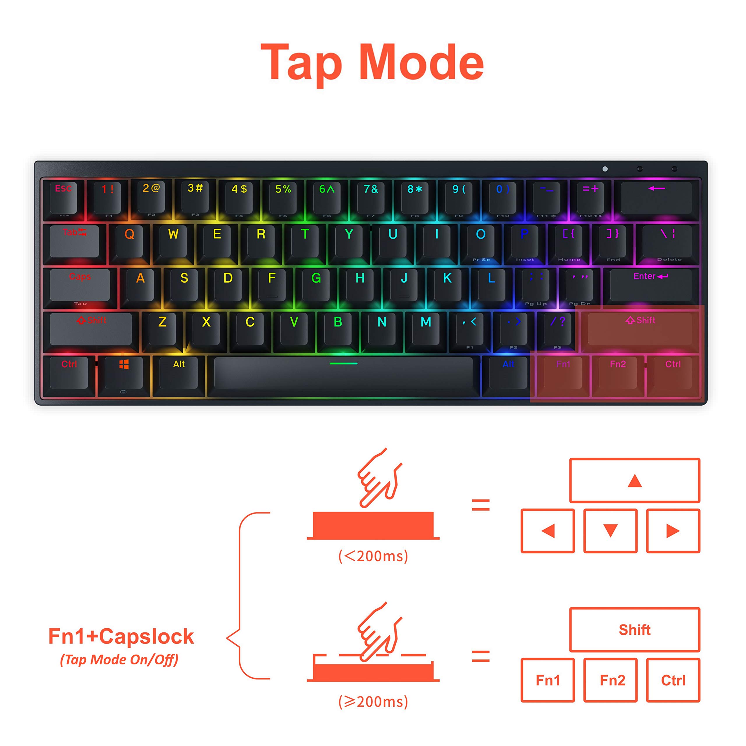 DURGOD HK Venus RGB Mechanical Gaming Keyboard | 60% Layout | USB C Wired | Doubleshot PBT Keycaps | Cherry Profile | NKRO Rollover | Windows & Mac | Aluminium Chassis| Gateron Silent Brown, Black