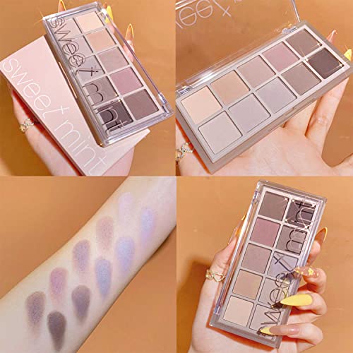 Eyeshadow Palette, 10 Colors Nude Eyeshadow Palette Smooth Matte Eye Makeup Palette,High Pigmented, Naturing-Looking, Ultra-Blendable,Long Lasting High Pigment Nude Matte Eyeshadow with 6 Eyeshadow Brush (04#)