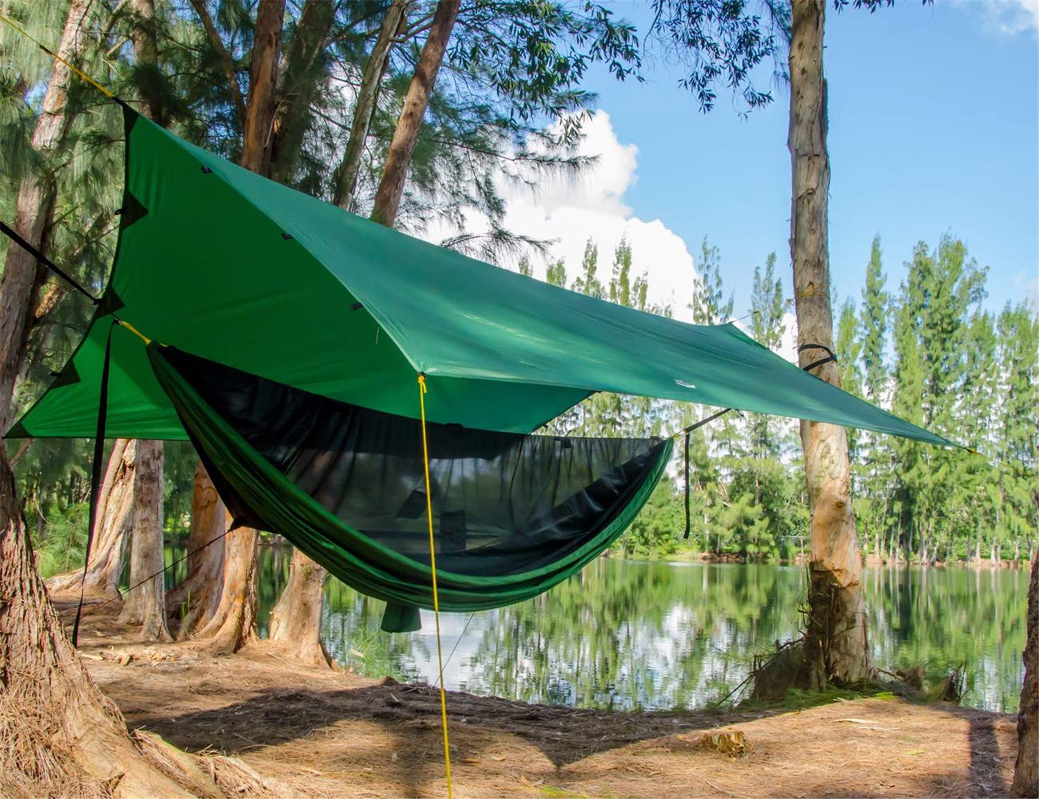 DOCYKE Waterproof Camping Tarp,Footprints 310cm 10.2ft 4 in1 Multifunctional Tent Footprint for Camping Hiking Survival Gear Lightweight and Compact(B)