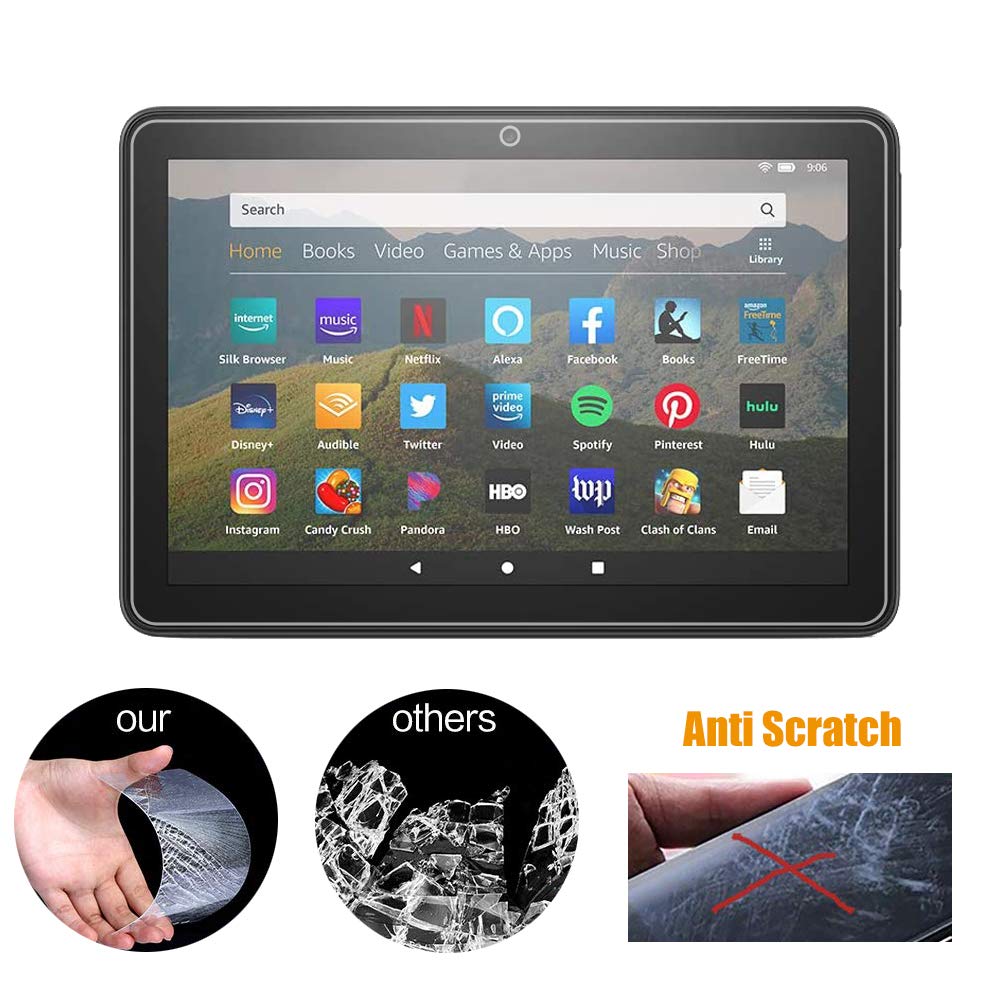 Durora [2 Pack] Fire HD 8 Plus/8 Kids Pro (2020/2021/2022 Release) Screen Protector, Tempered Glass Screen Protector with 2.5D 9H HD Clear Transparent Ultra thin Protective Film glass