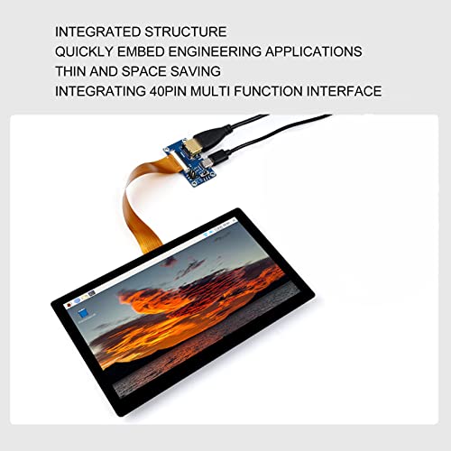 KUIDAMOS Portable Monitor, IPS Thin Screen Multifunctional 1024x600 7 inch Backlight Control 40pin Interface for Smart Home for PCs