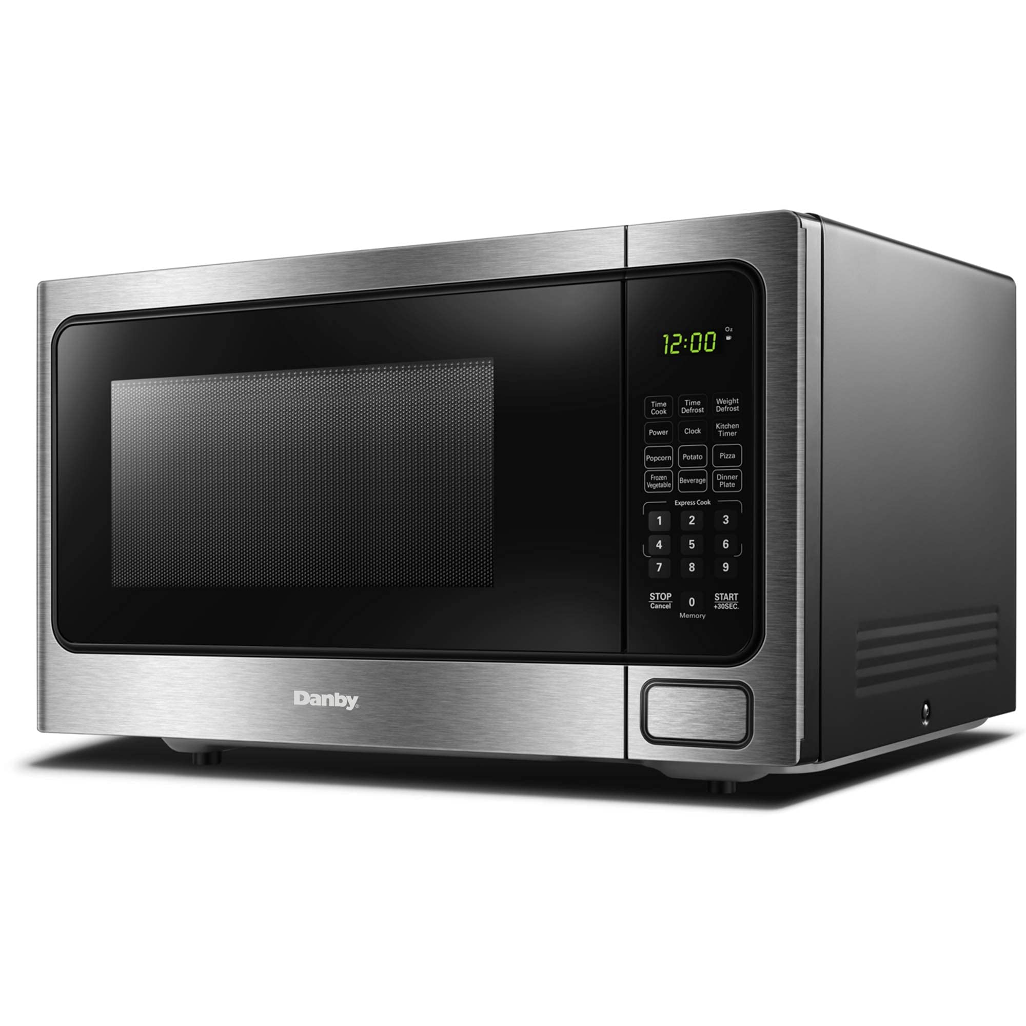 Danby DDMW1125BBS 1,000 Watts 1.1 Cu.Ft. Countertop Microwave with Push-Button Door|10 Power Levels, 6 Cooking Programs|Auto Defrost and Child Lock in Stainless Finish (Renewed)