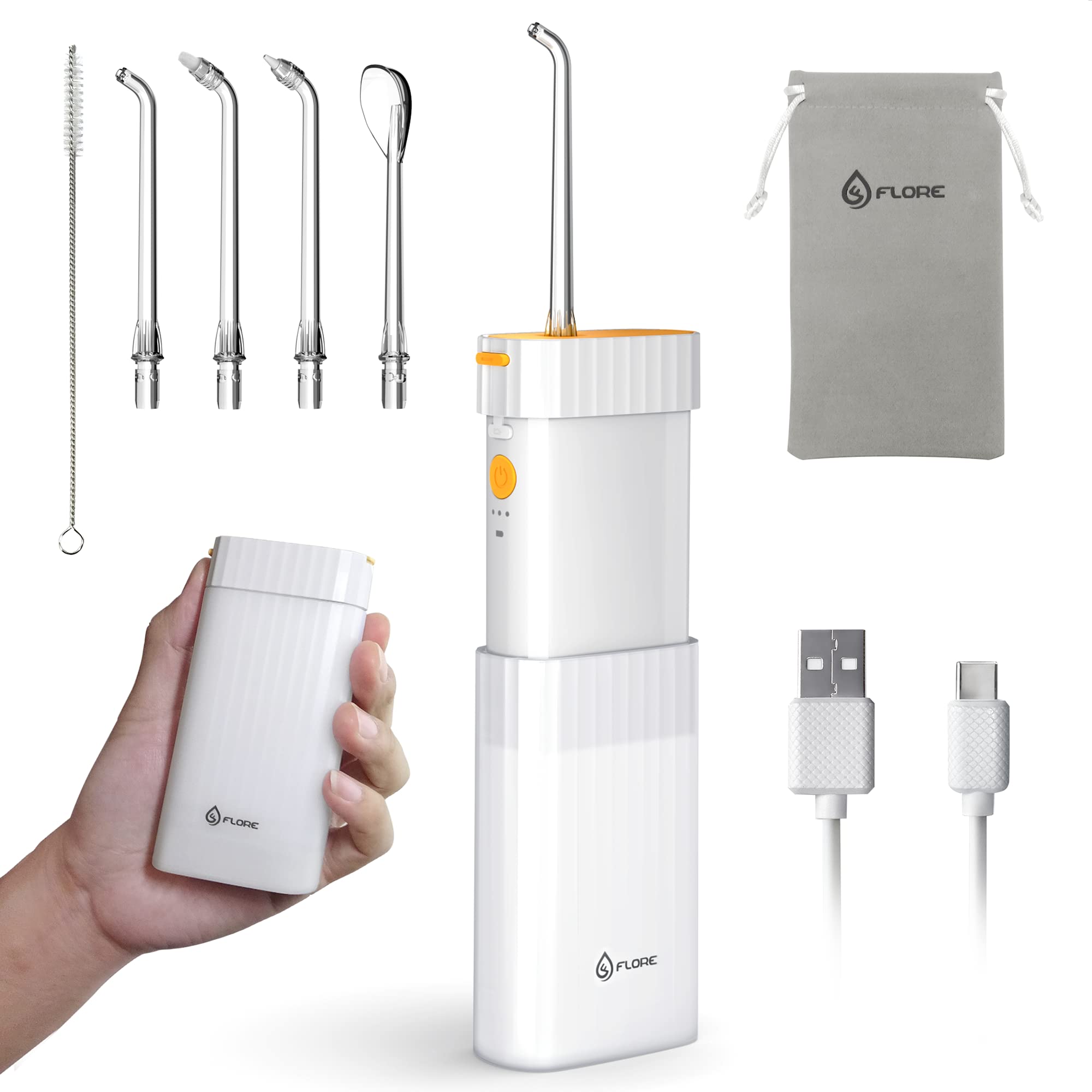 Water Flosser for Teeth Cordless Portable - Water Dental Power Flosser Teeth Cleaning Pick for Braces Mini Oral Irrigator Cleaner for Home & Travel with 3 Modes 4 Jet Tips, IPX7 Gift for Men Women