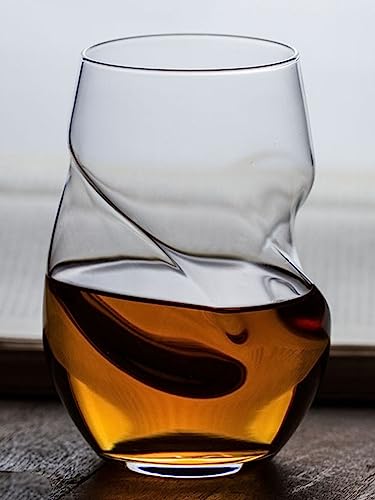 Glassware Stemless Wine Glasses, Clear Glass with Finger Indentations, Naturally Aerates Wine, Unique and Elegant Drinkware, 16.6 oz(430ml Capacity, Set of 2