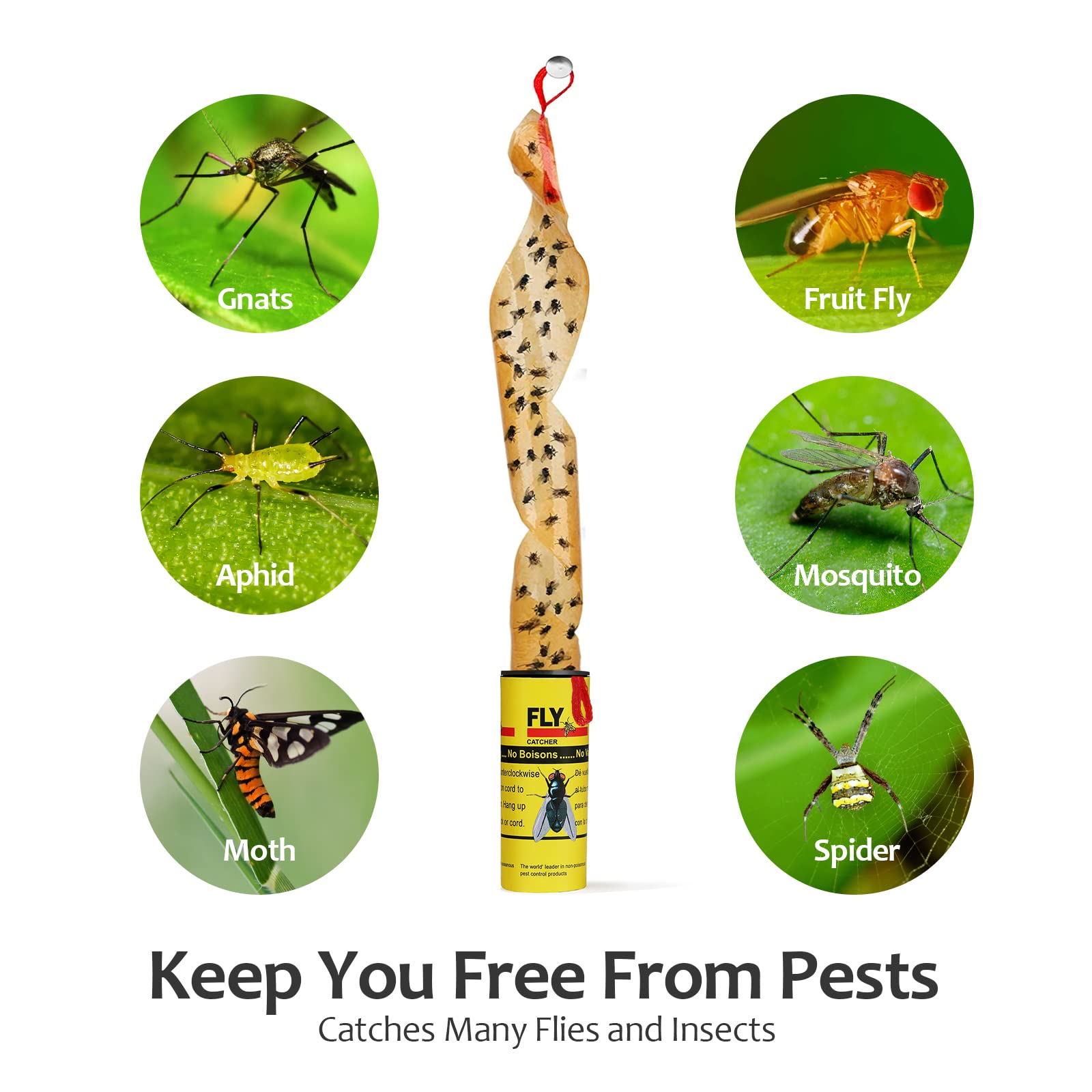 Fly Traps for Indoors Outdoor, Fly Paper Strips Sticky Hanging, Fruit Fly Strips,Fly Tape Catcher Ribbon, Fruit Fly Gnat Trap Killer Fly Traps for Inside Home(35 Pack)