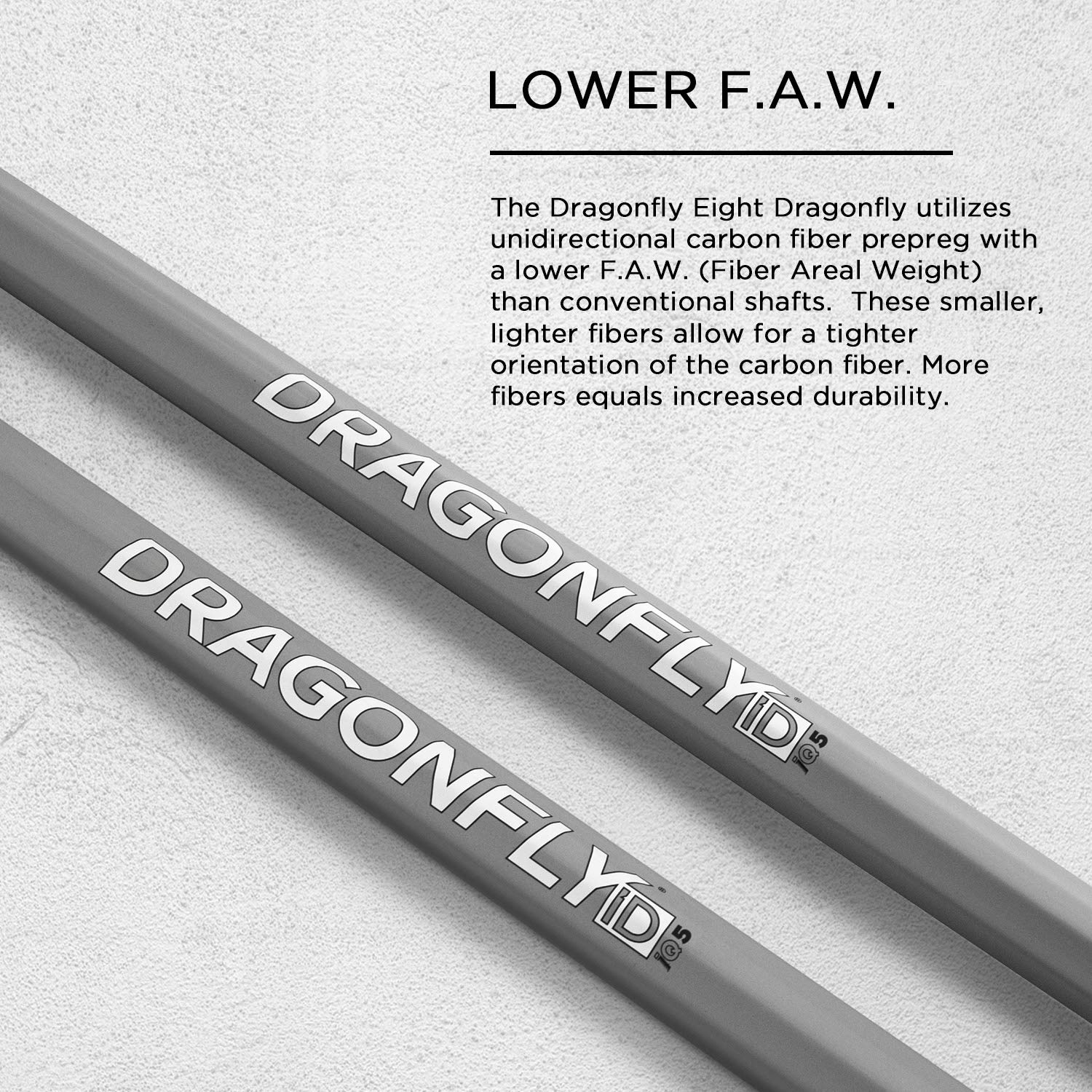 Epoch Dragonfly iD Lacrosse Shaft for Attack/Midfield, 30", Mid-Flex iQ5, Slip Grip Topcoat, C30, Grey