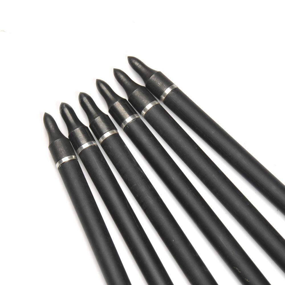 EROCK 12Pcs Carbon Archery Arrows 31inch with Green Turkey Real Feather Fletching Arrow for Recurve Compound Bows Hunting Target Practice, Spine 500, 7.6mm, Replaceable Arrowhead