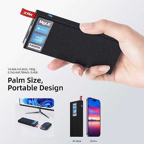 MeLE PCG02 Pro Fanless Mini PC Stick N5105 8GB/256GB Windows 11 Pro WiFi6 USB PD3.0 Micro Computer Stick Dual HDMI 4K Gigabit Ethernet BT5.2 Small PC on Business Office Industrial IOT Media Home