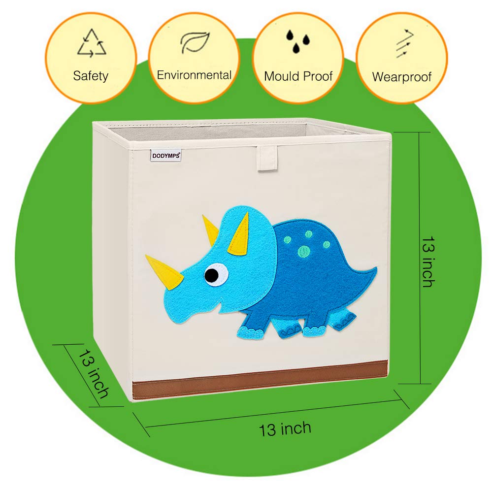 DODYMPS Foldable Animal Toy Storage Bins/Cube/Box/Chest/Organizer for Kids & Nursery, 13 inch (Cute Triceratops)