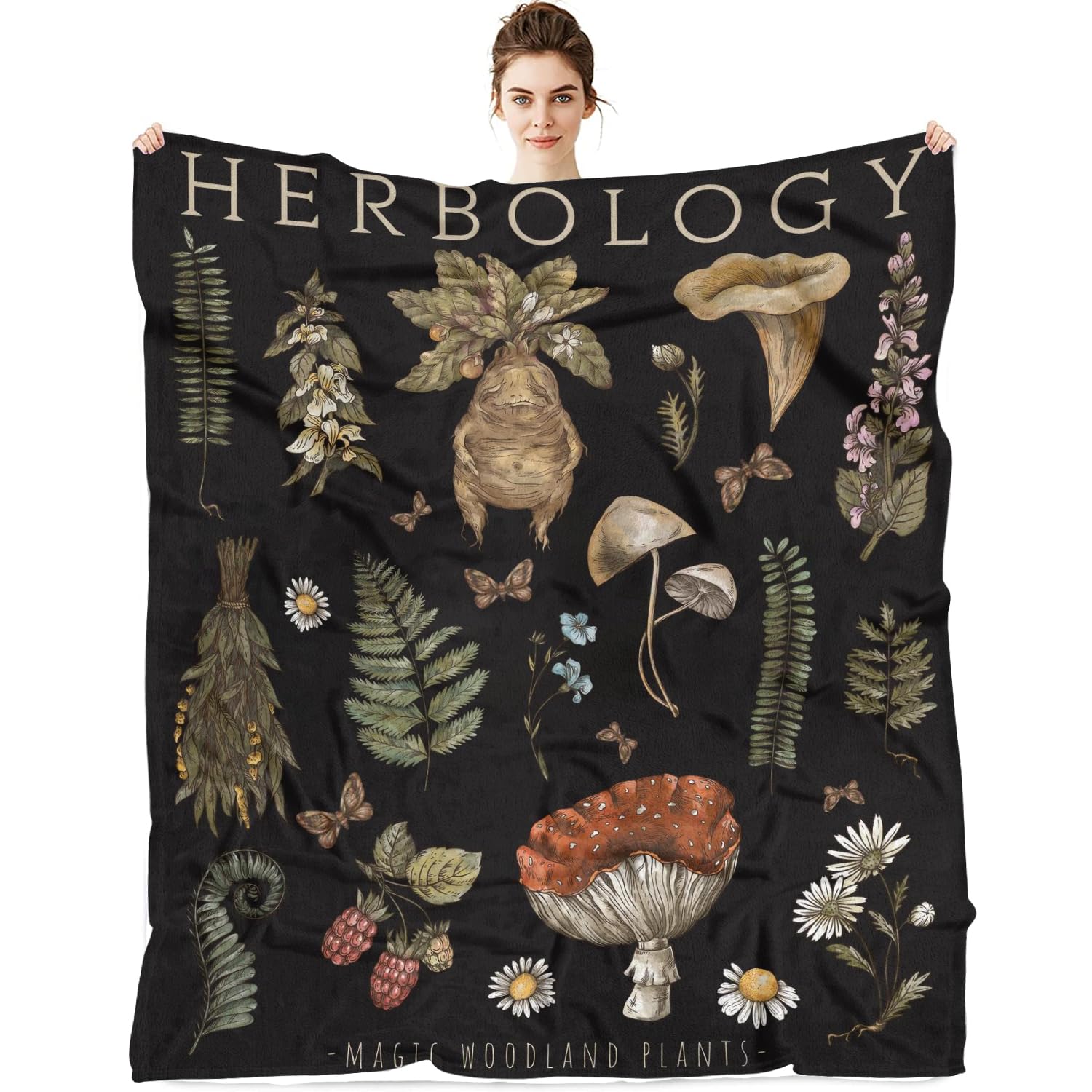 Metawu Mushroom Blanket Throw Fleece Blanket for Kids Throw Blanket for Couch Sofa Bed Chair Decorations 50 x 60 inches