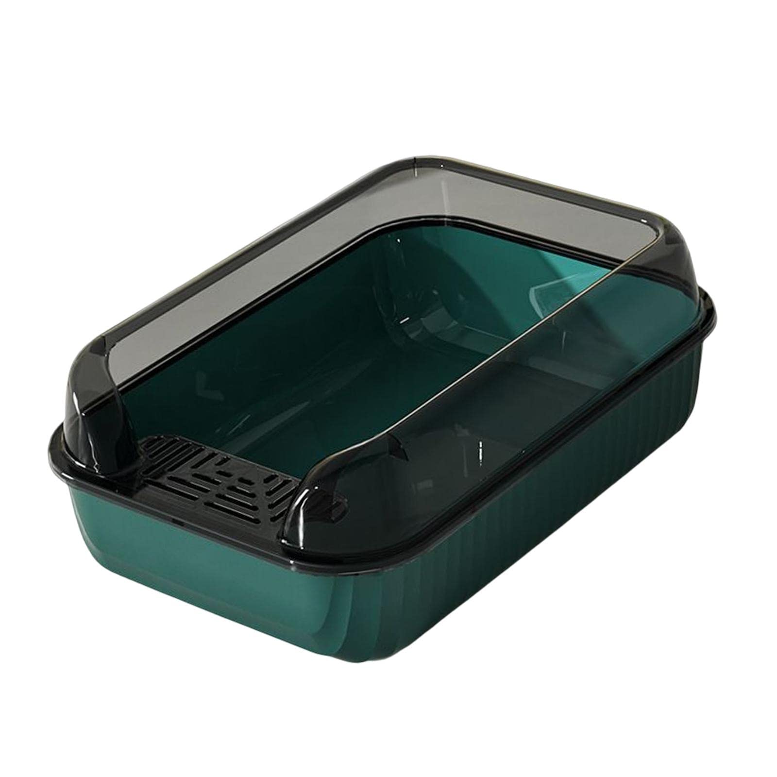 FAKEME Cat Litter Box,Cat Toilet,Tall Spray Shield, Large Detachable Sturdy High Sided Easy to Clean Kitty Litter Pan Cat Litter Tray Kitty, Green