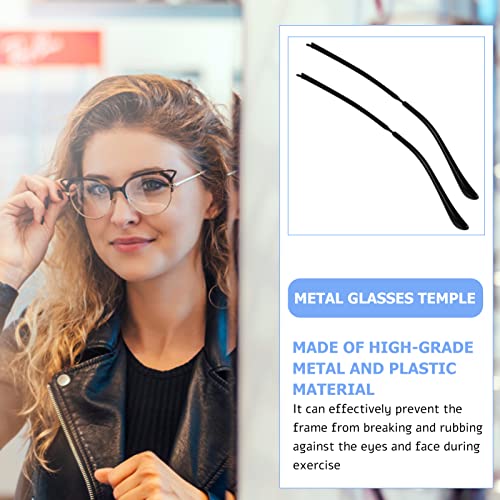 Hemobllo Metal Glasses Replacement Temple, Eyeglasses Arms Legs 1 Pair Glasses Temple Eyewear Frame Temple Sunglasses Arm Replacement (Black)