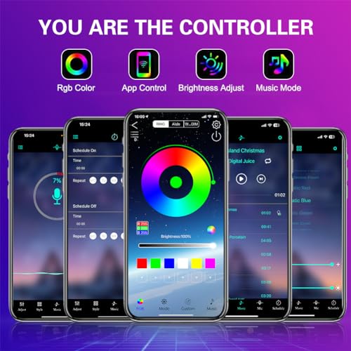 Remote Car LED Strip Lights, Multicolor Interior Car Lights,16 Million Colors 5 in 1 Ambient Lighting Kit with 236 inches Fiber Optic, Function and Wireless APP Control (5 in 1 APP)