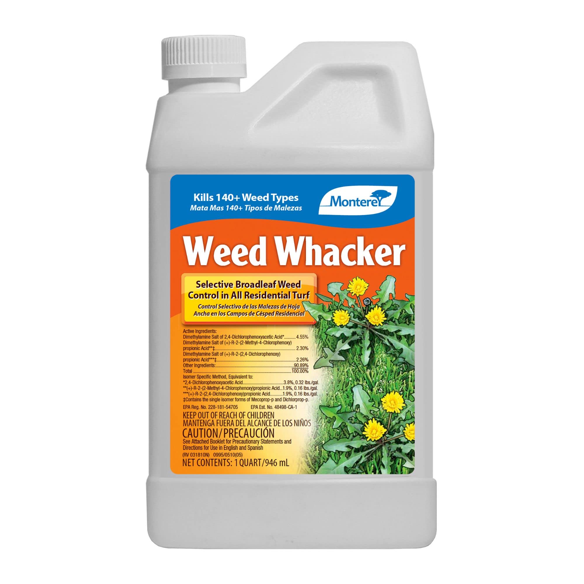 Monterey LG5285 Whacker Herbicide Concentrate, Broadleaf Weed Killer for Lawns, 32 oz