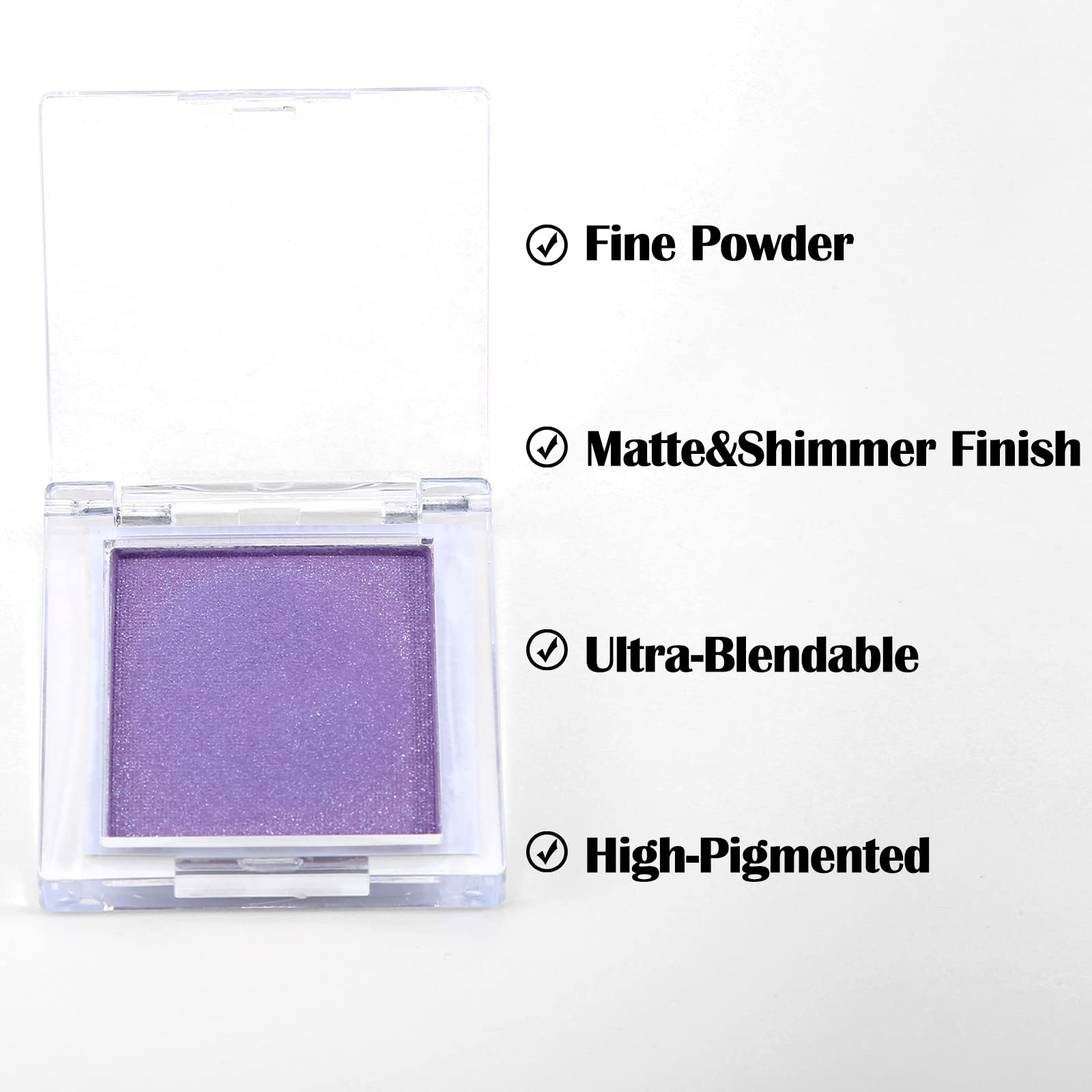 Erinde Single Eyeshadow Powder Palette, Matte Shimmer Lavender Purple Eye Shadow Makeup, High Pigment, Ultra-Blendable, Long-Lasting Smokey Eyeshadow, 4g/0.14oz
