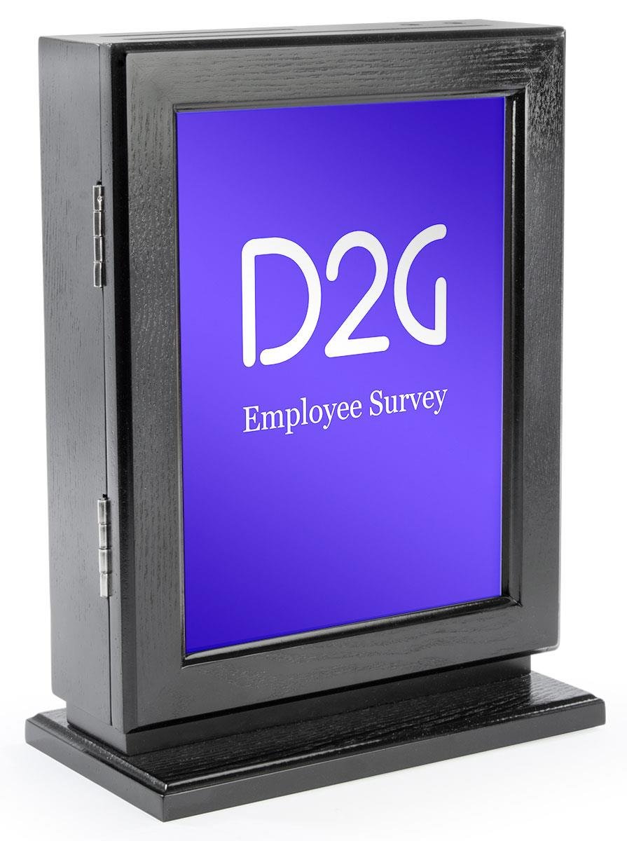 Displays2go Genuine Wood Suggestion Boxes, with Pen, Locking Door, 2 Slots - Choose Oak, Mahogany, or Black