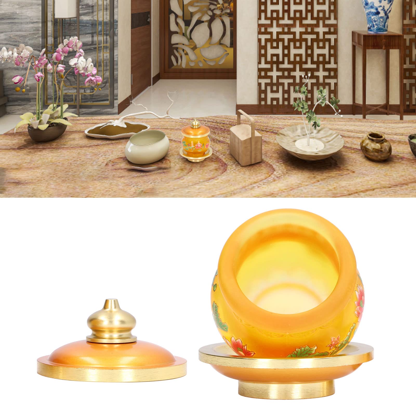 Glaze Altar Cup, Holy Water Offering Cup Buddhist Worship Cup