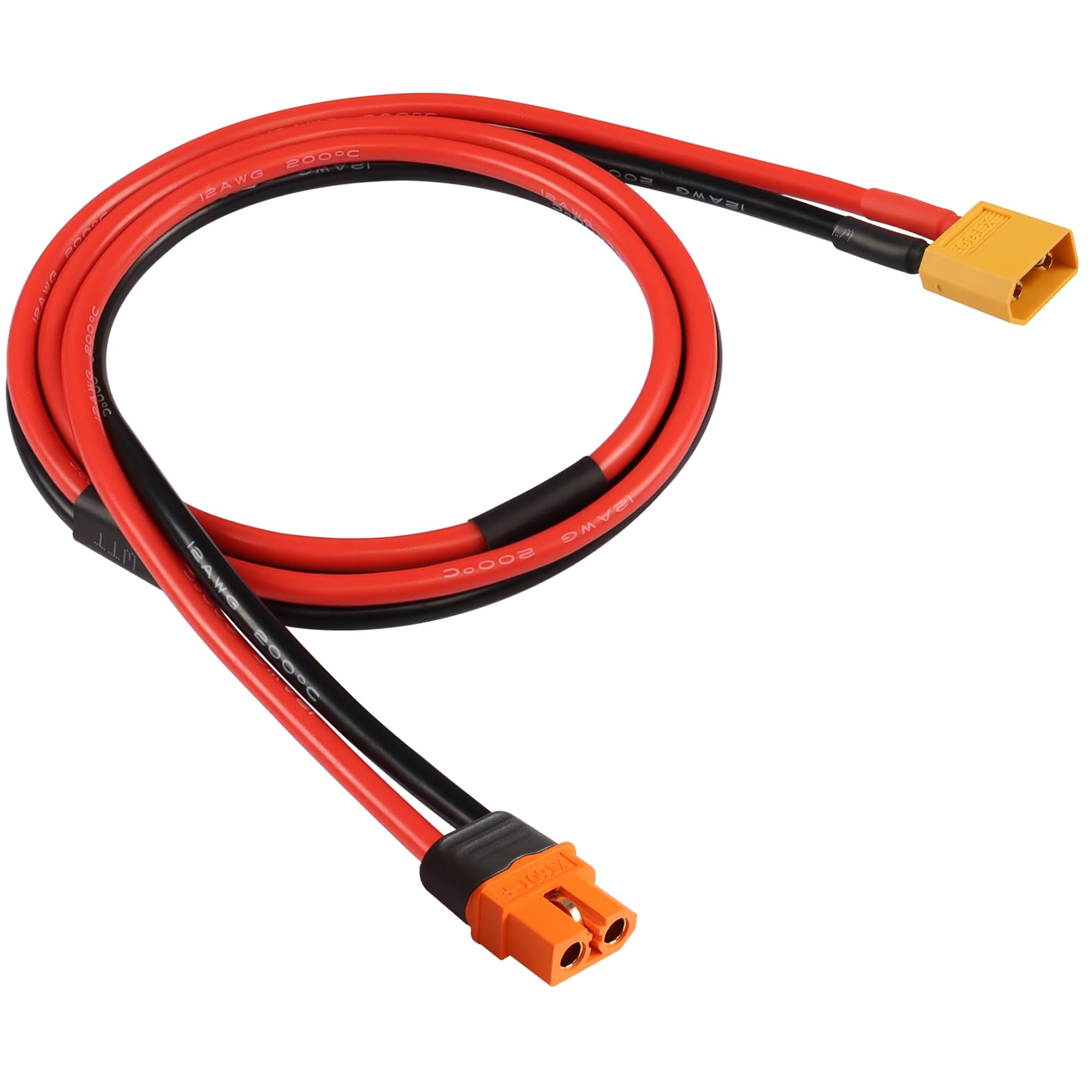 GELRHONR XT60i Extension Cable 1M, XT60 Male to XT60i Female Connector Cable 12AWG Silicon Wire, for Ebike,Drone Car Lipo Battery Charger,Solar Generator Portable Power Station