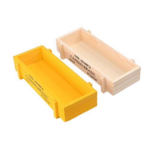 Hemoton 2 Pcs Wood Seedling Trays Plant Holder Mini Pot Succulent containers Vintage Flower Pot Starting Pot Vegetable Tray Decorative Trays Succulent Flower Plate faceplate Wooden Outdoor