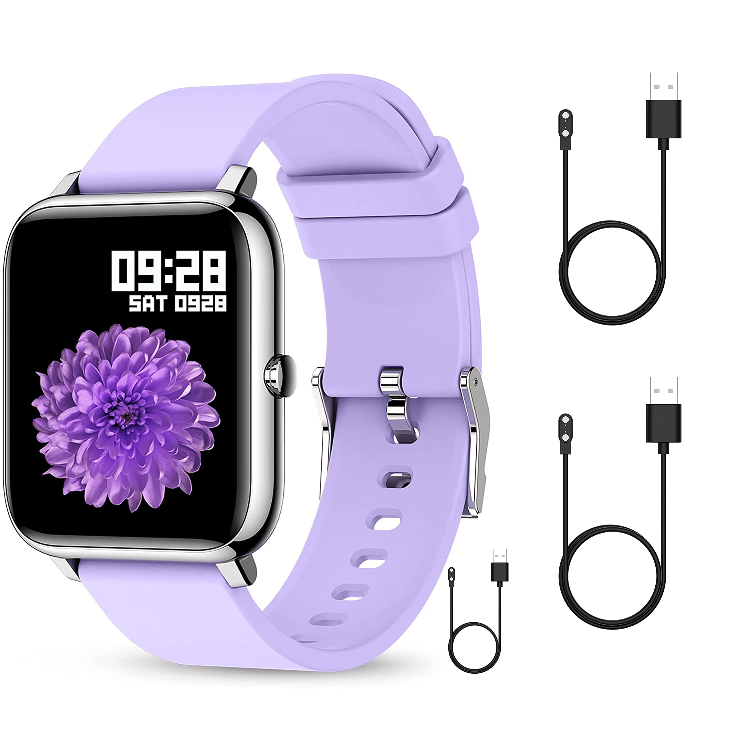 KALINCO Smart Watch, Fitness Tracker with Heart Rate Monitor, Blood Pressure, Blood Oxygen Tracking, 1.4 Inch Touch Screen Smartwatch with 3 Cables Compatible with Android iPhone iOS