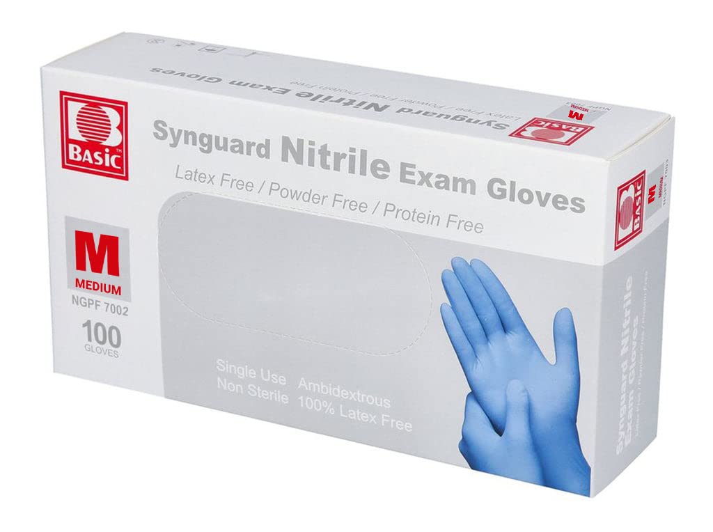 Disposable 100% Nitrile Exam Gloves - 5.5 Mil-Thick -Latex Free Powder Free, Food Safe, Medical grade Gloves - Provides Allergy Protection and Keeps Hands Clean -Blue (Medium)