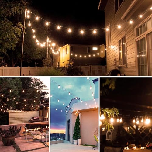 Guntsous Solar String Lights Outdoor: 29FT (11+18) Solar Powered Outside IP65 Waterproof Hanging Warm White Led 10*S14 Edison Bulbs for Patio Garden Pool Yard Porch Gazebo Decorations
