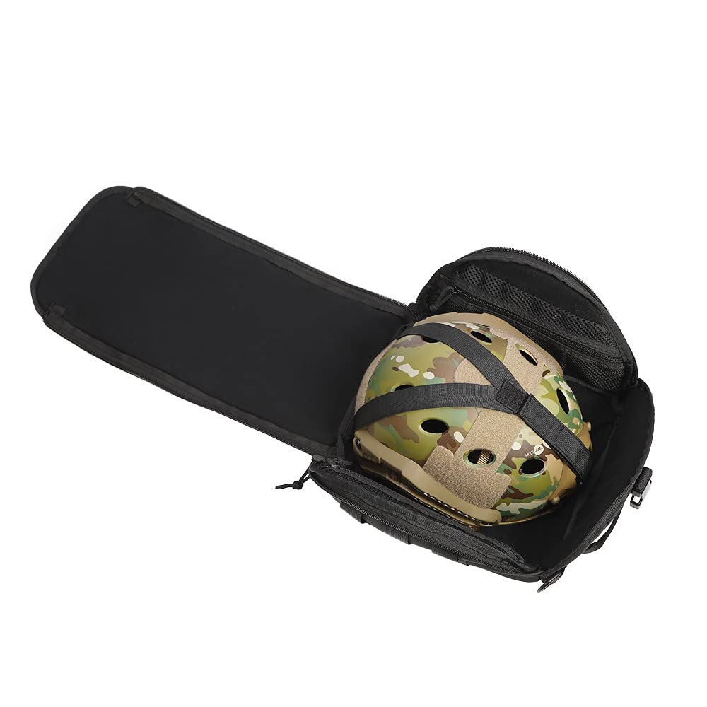 FARMSOLDIER Tactical Helmet Bag,Molle Helmet Bag Pack,Lightweight Padded Storage Bag for Carrying Airsoft Fast Motorcycle MICH Helmet Black