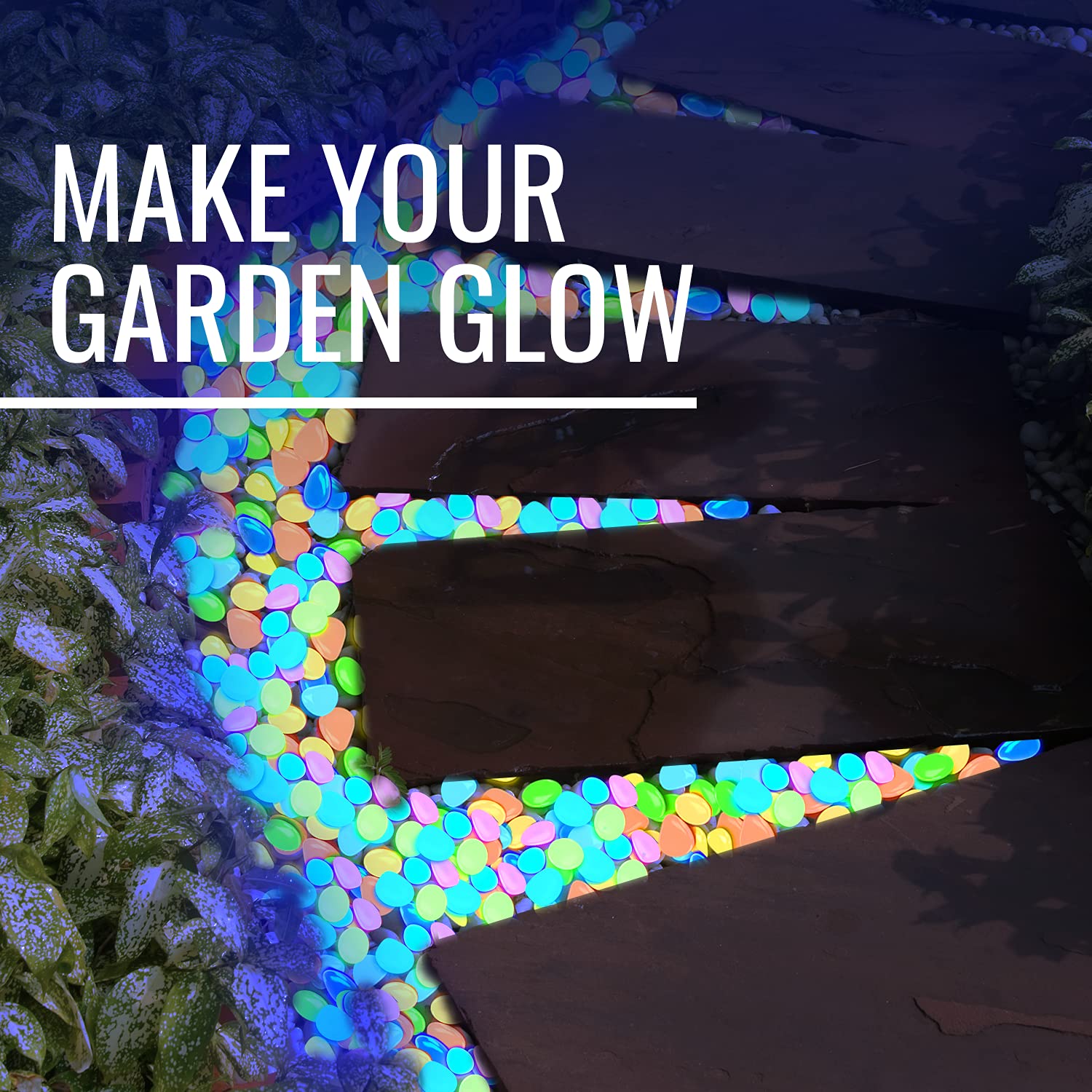 Graham Products 190 Pieces Glow in The Dark Rocks | Indoor & Outdoor Use - Garden, Fish Tank Pebbles, Planter, Walkway Decoration & More | for Kids Aged 6 & Up | Powered by Sunlight - Multi-Colored