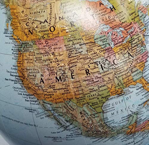 Replogle Aragon 12" Desktop World Globe, Raised Relief, Up-to-Date Cartography, Made in USA (Blue Ocean)