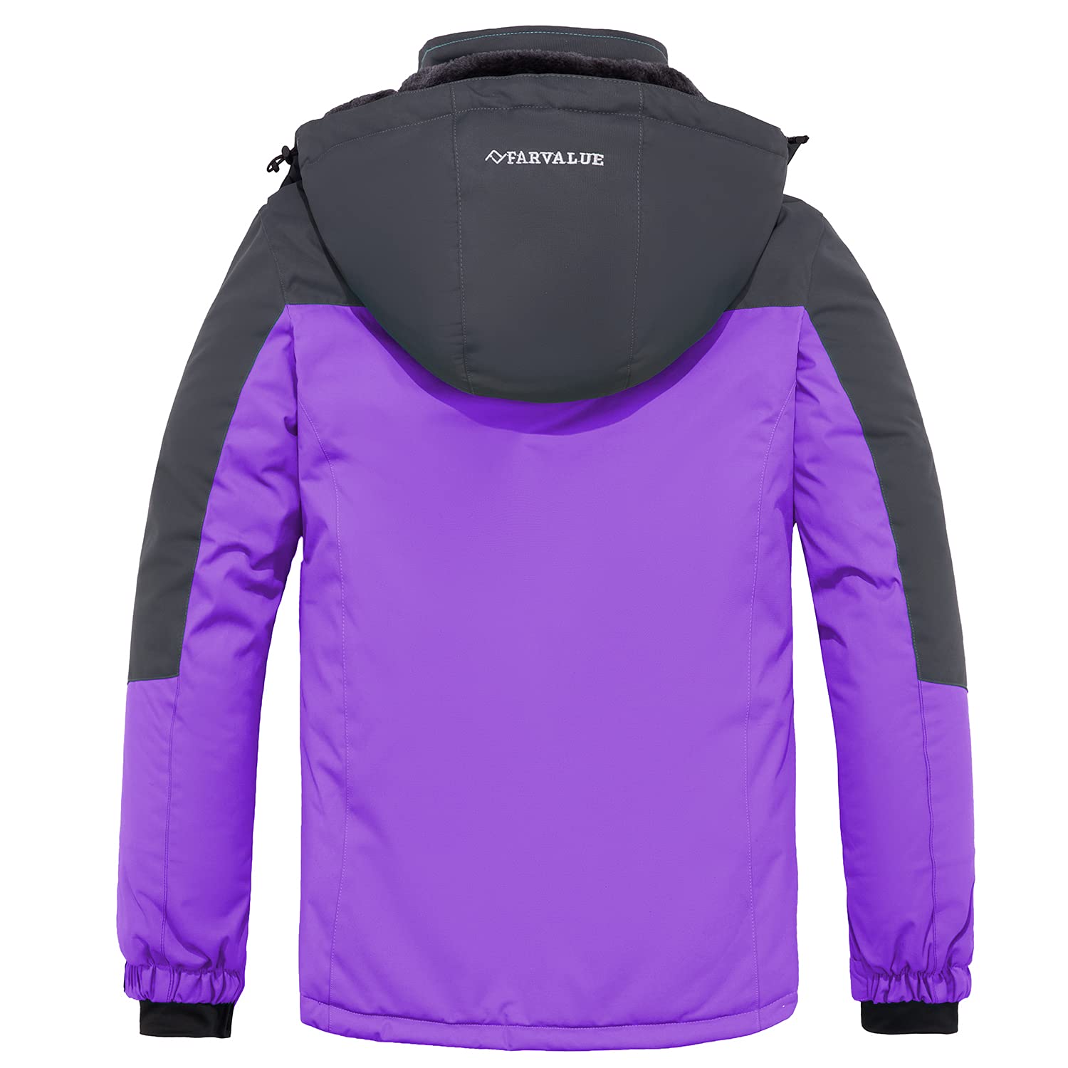 FARVALUE Womens Waterproof Ski Jacket Warm Winter Snow Coat Windproof Snowboard Jacket Hooded Raincoats Mountain Windbreaker Purple Small