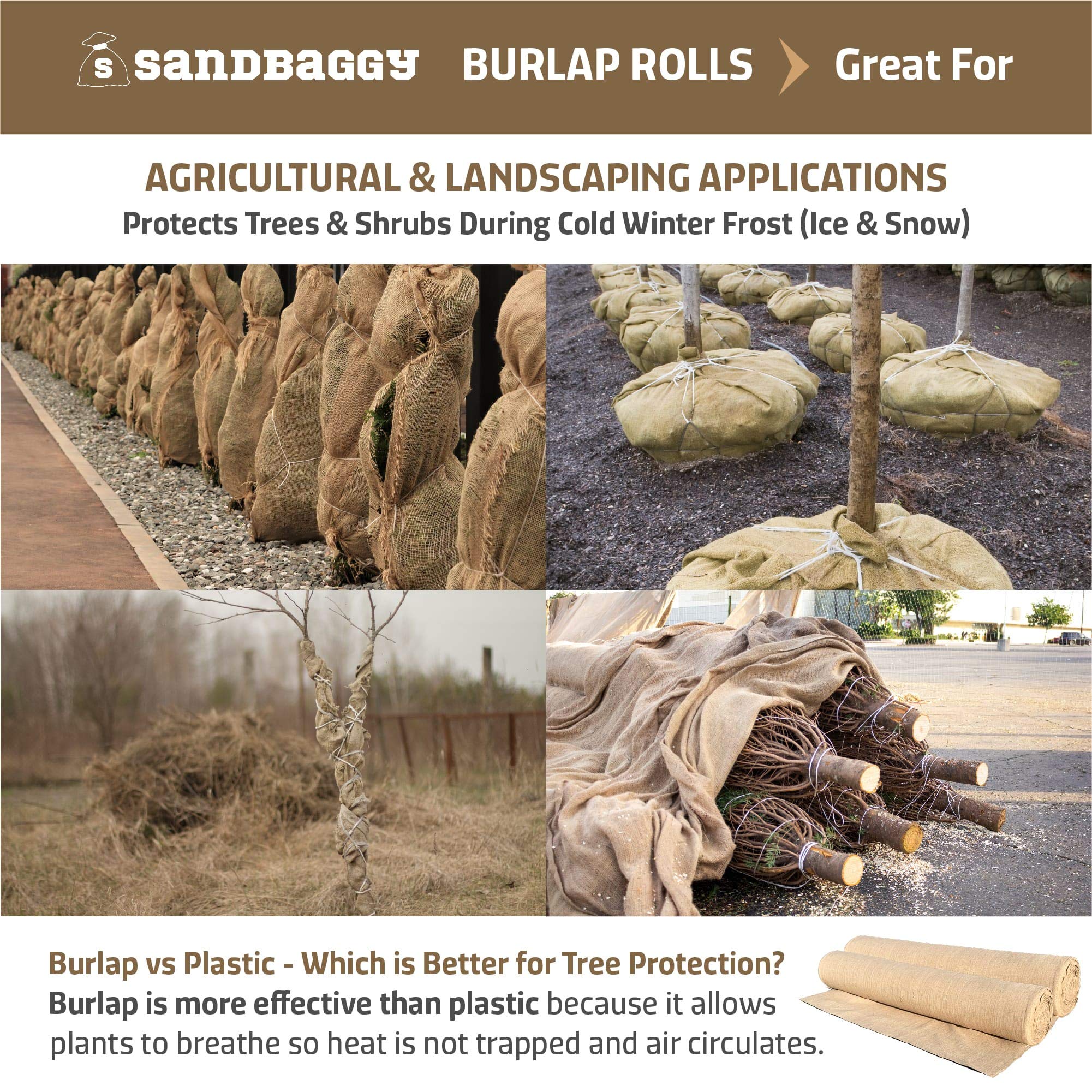 Sandbaggy Burlap Fabric Roll | 1 Roll - Extra Wide 72 inch Width by 300 ft Length | 30% Thicker Than Competition | Constructed from Industrial Grade Burlap Fiber | Home Decor & Weddings, Plant Covers