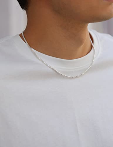 nometo Silver Necklace for men 2.5mm Box Chain 925 Sterling Silver Clasp Box Chain Silver Chain for men 16/18/20/22/24/26/28/30 Inches(16)