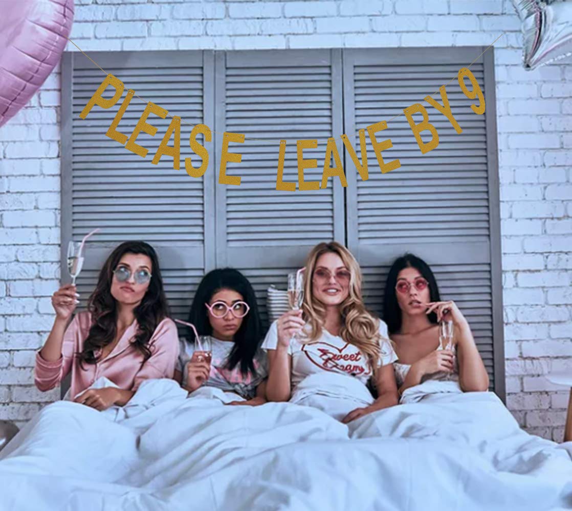 Ucity Please Leve by 9 Banner Gold Glitter Party Supplies for Bachelorette Party Bridal Shower Engagement Decorations
