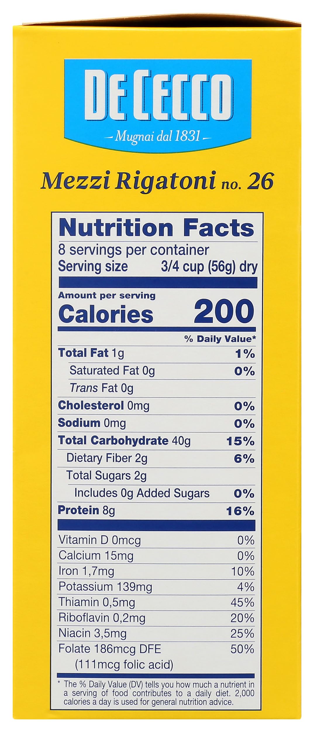 DE CECCO PASTA Mezzi Rigatoni, 16 OZ