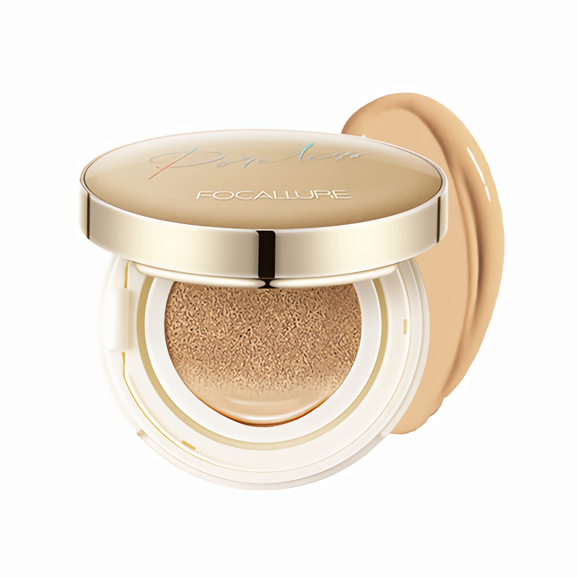 FOCALLURE Poreless BB Cushion Foundation, Full Coverage Foundation Makeup, Matte Finish, Natural Cover Makeup Base and Fixer, Long-Lasting & Hydration, Toasted Tan