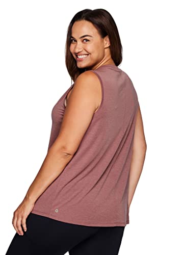 RBX Women's Plus Size Fashion Tank Top Relaxed Yoga Tunic Tank Dusty Rose Heather 2X