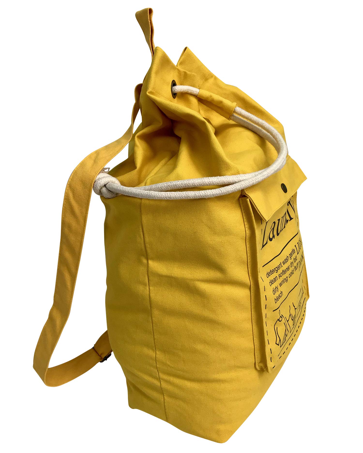 Teeo - Laundry Bag - Dorm Room Essentials - Travel Laundry Bags - College Essentials - Backpack Large Spacious 25”X20” Drawstring 100% Sturdy Cotton Canvas, Hamper Storage Organizer (Yellow)