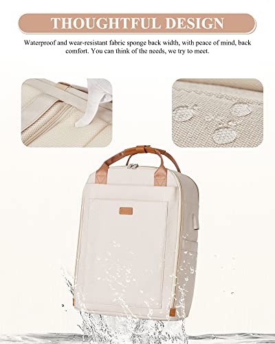 UPPACK Travel Laptop backpack for Women Work Bag Teacher Backpack Large Travel Backpack Women Carry On Backpack Laptop Backpacks for Men Personal Item Backpack for Airlines Outdoor Waterproof Beige