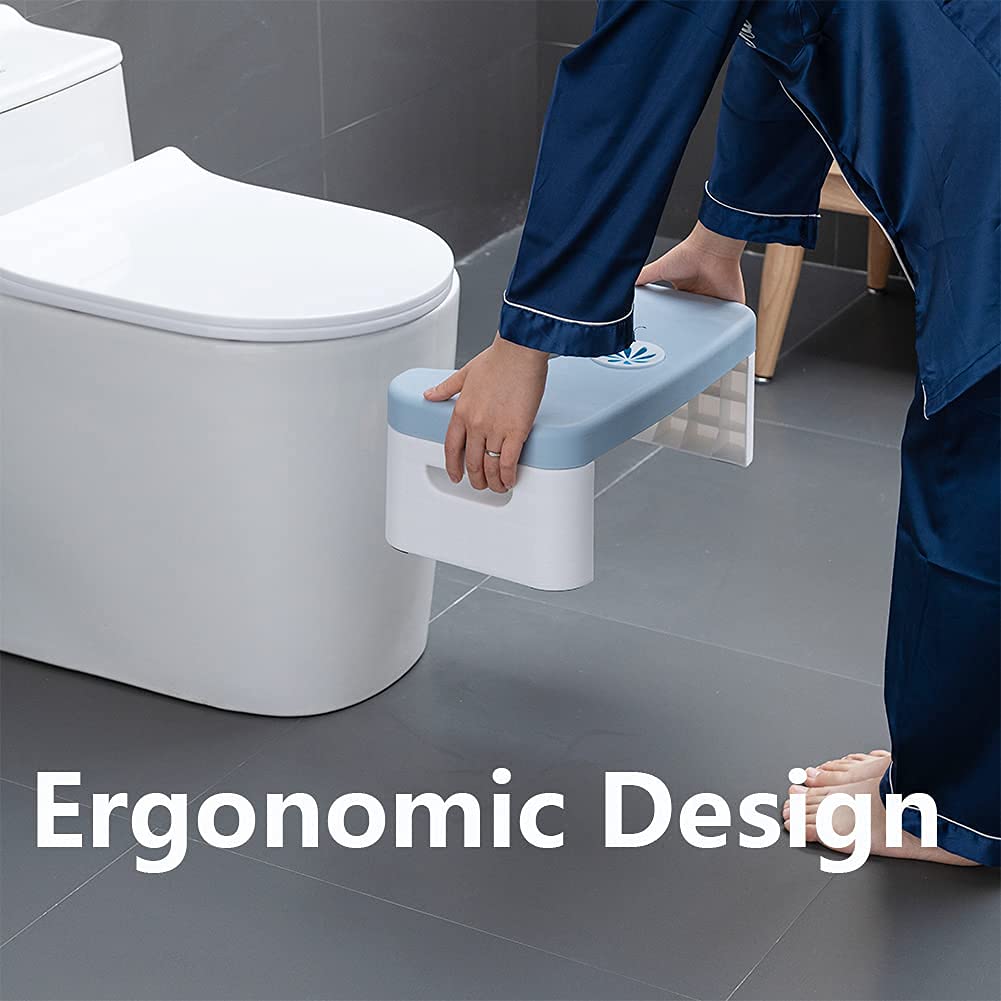 Folding Toilet Stool, Potty Step Stool with Fragrance Position, Bathroom, Foldable Poop Stool Poop Stool | Bathroom Accessories for All Ages | Sitting Posture Foot Stool, Black