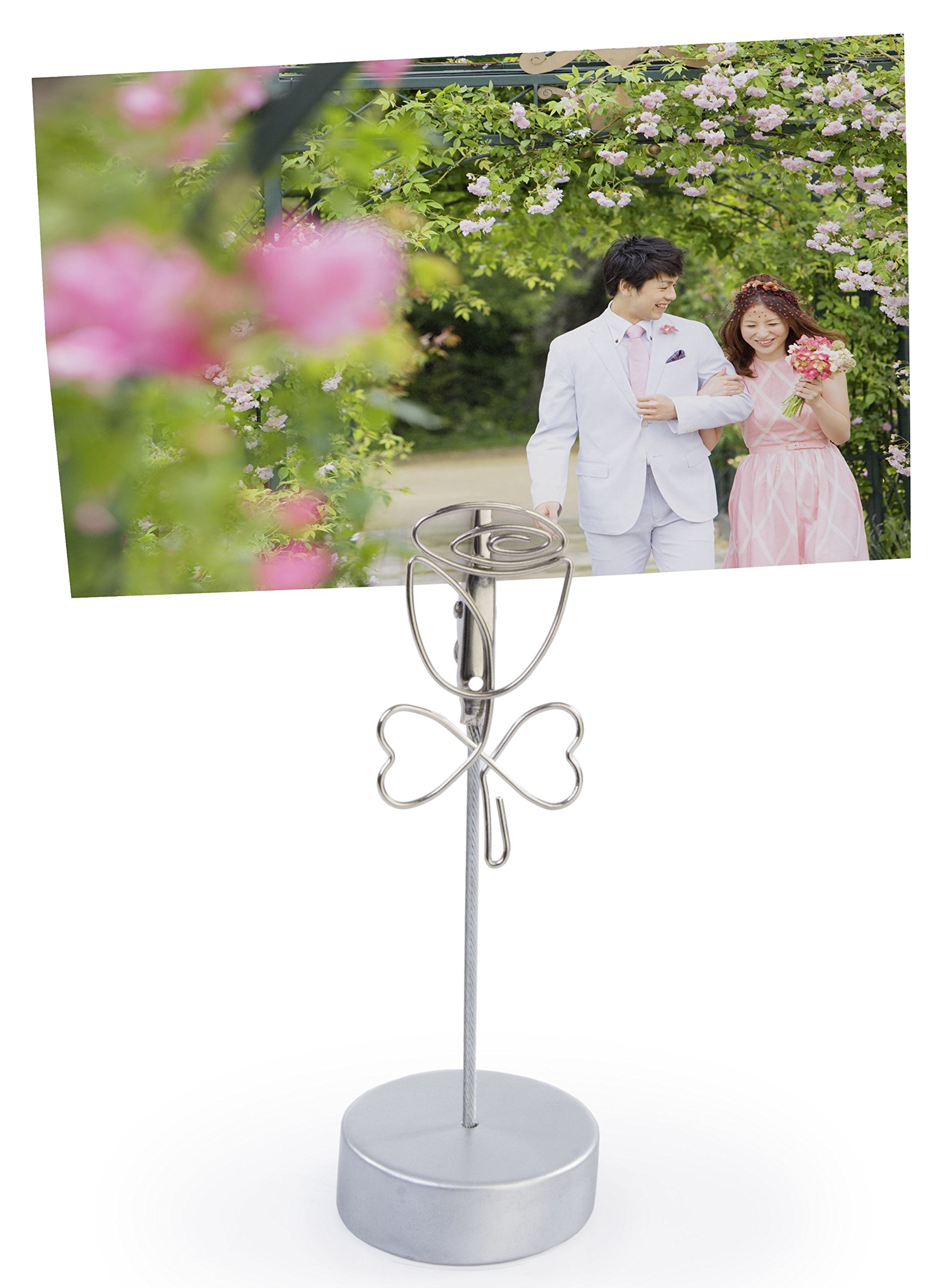 Displays2go Place Card Holder with Alligator Memo Clip, 4.5 by 1.6-Inch, Silver, Set of 25