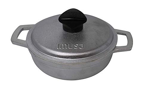 IMUSA USA 0.7Qt Traditional Colombian Mini Caldero (Dutch Oven) for Cooking and Serving, 0.7 Quart, Silver