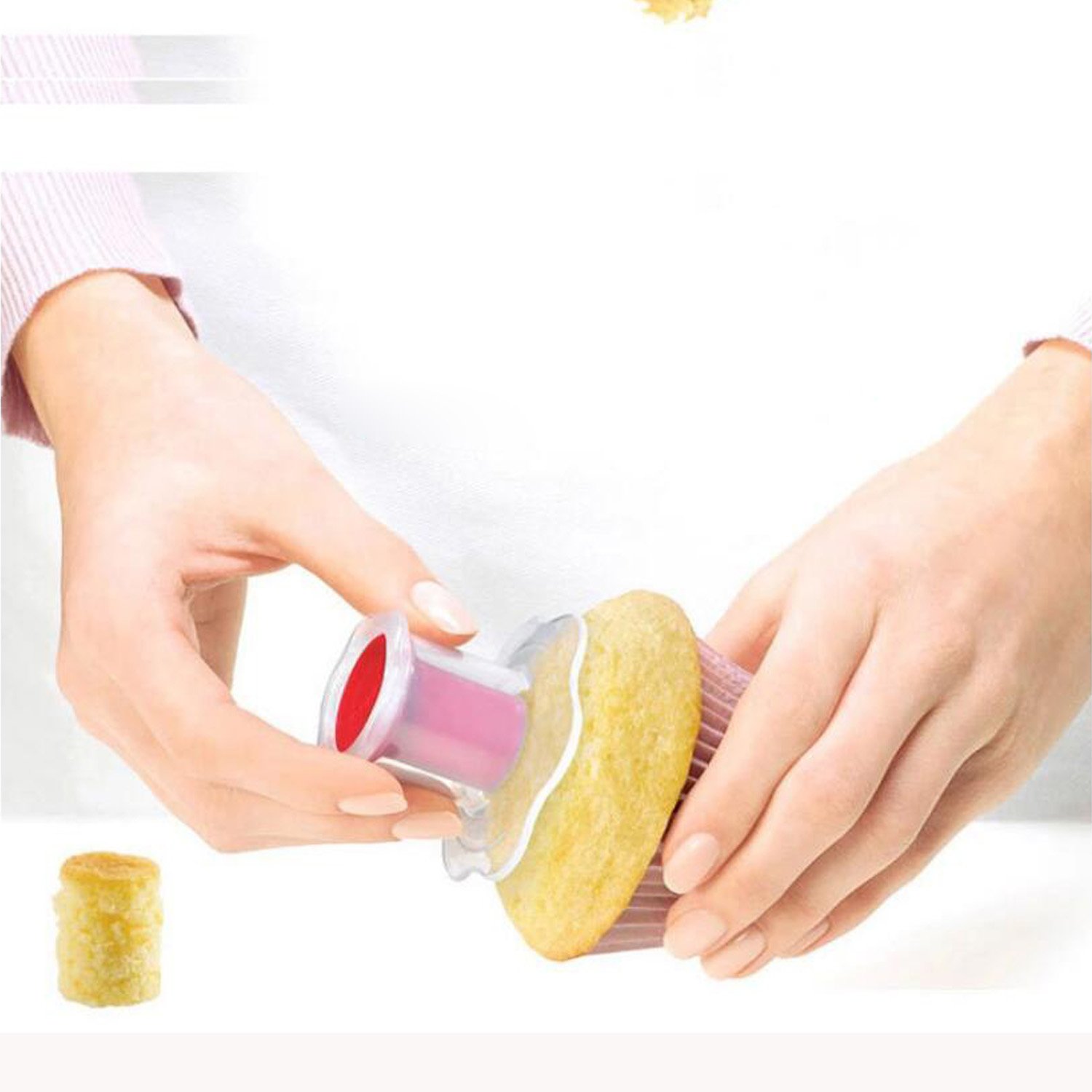 GXHUANG 2pcs Cupcake Corer Tools Muffin Cake Pastry Corer Model Plunger Cutter Decorating Plastic Cake Digging Holes Device - Cupcake Filling ToolMini Cupcake Corer - Cupcake Hole Punch -