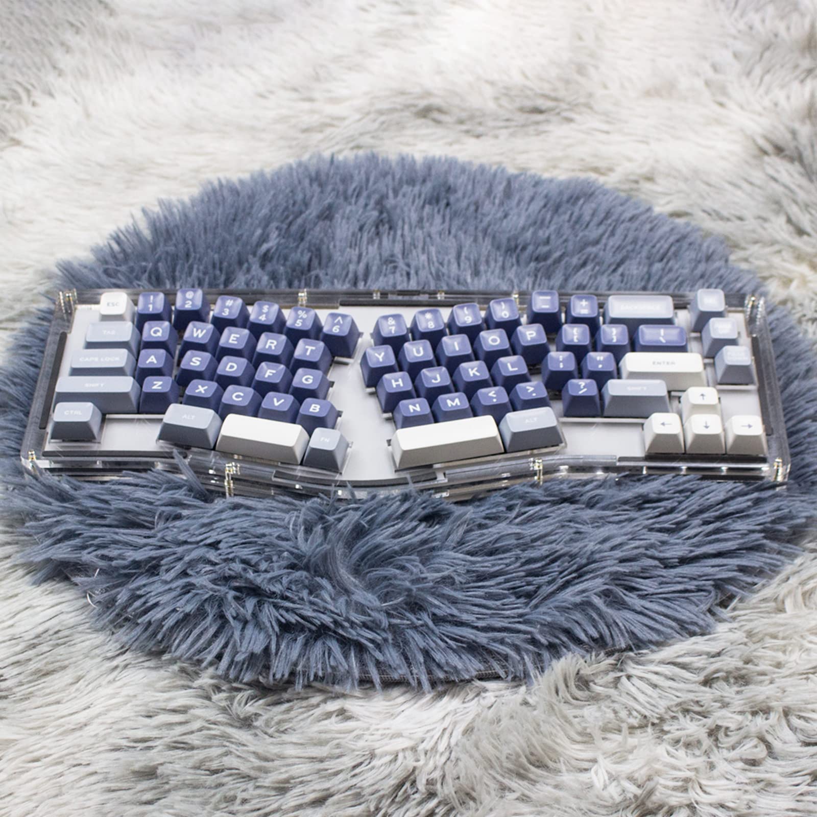 Hyekit Custom Gaming Keyboard - Alice Layout 66 Keys - Support QMK/Via - Gasket Structure - USB C Wired Mechanical Keyboard Kit - RGB Hot Swappable Switches & Keycaps - Acrylic Shell - Transparent