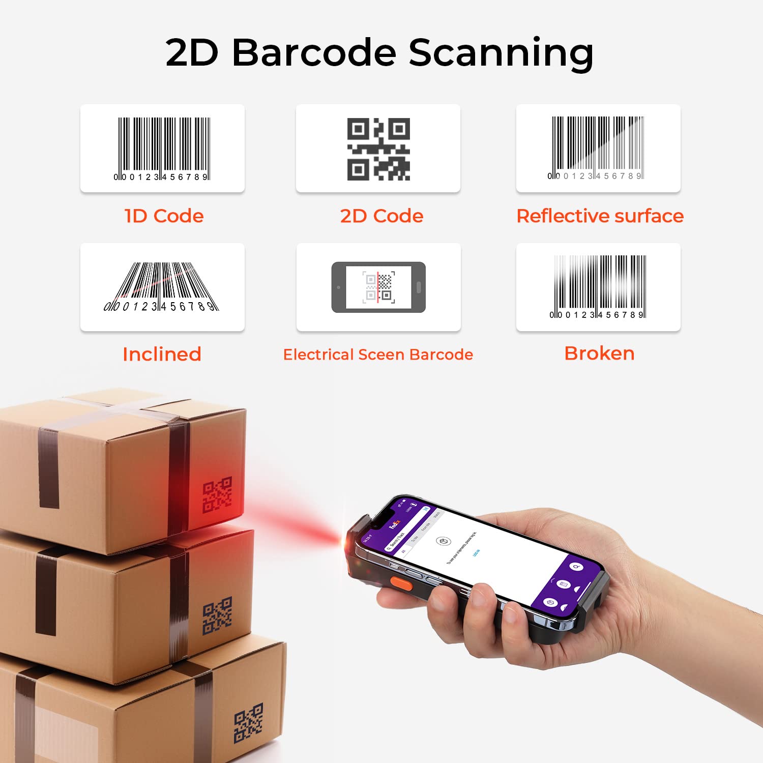MUNBYN Bluetooth Barcode Scanner-QR 1D/2D Back Clip Phone Barcode Reader Scanner with 3000mAh Rechargeable Battery-1Pcs Wireless Pocket POS Scanner for Smartphone iOS Android